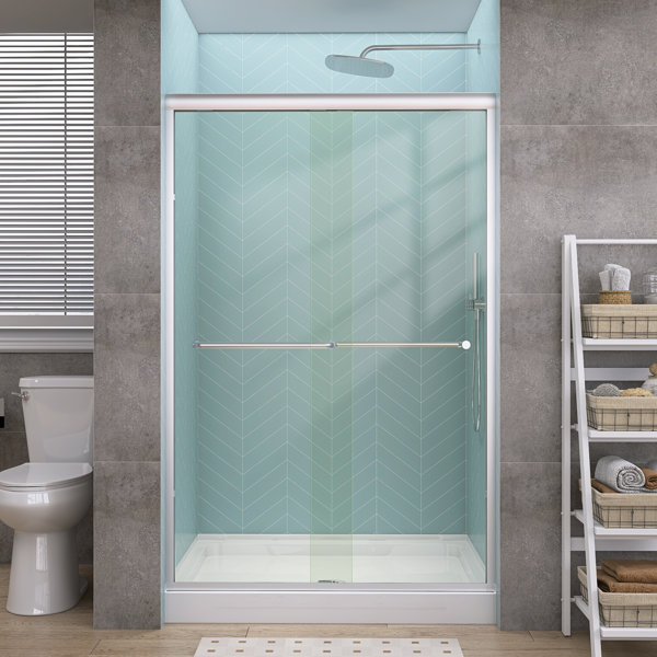 GETPRO 44" - 48" W X 72" H Double Sliding Semi-frameless Shower Doors Alcove Bypass Bathroom ...